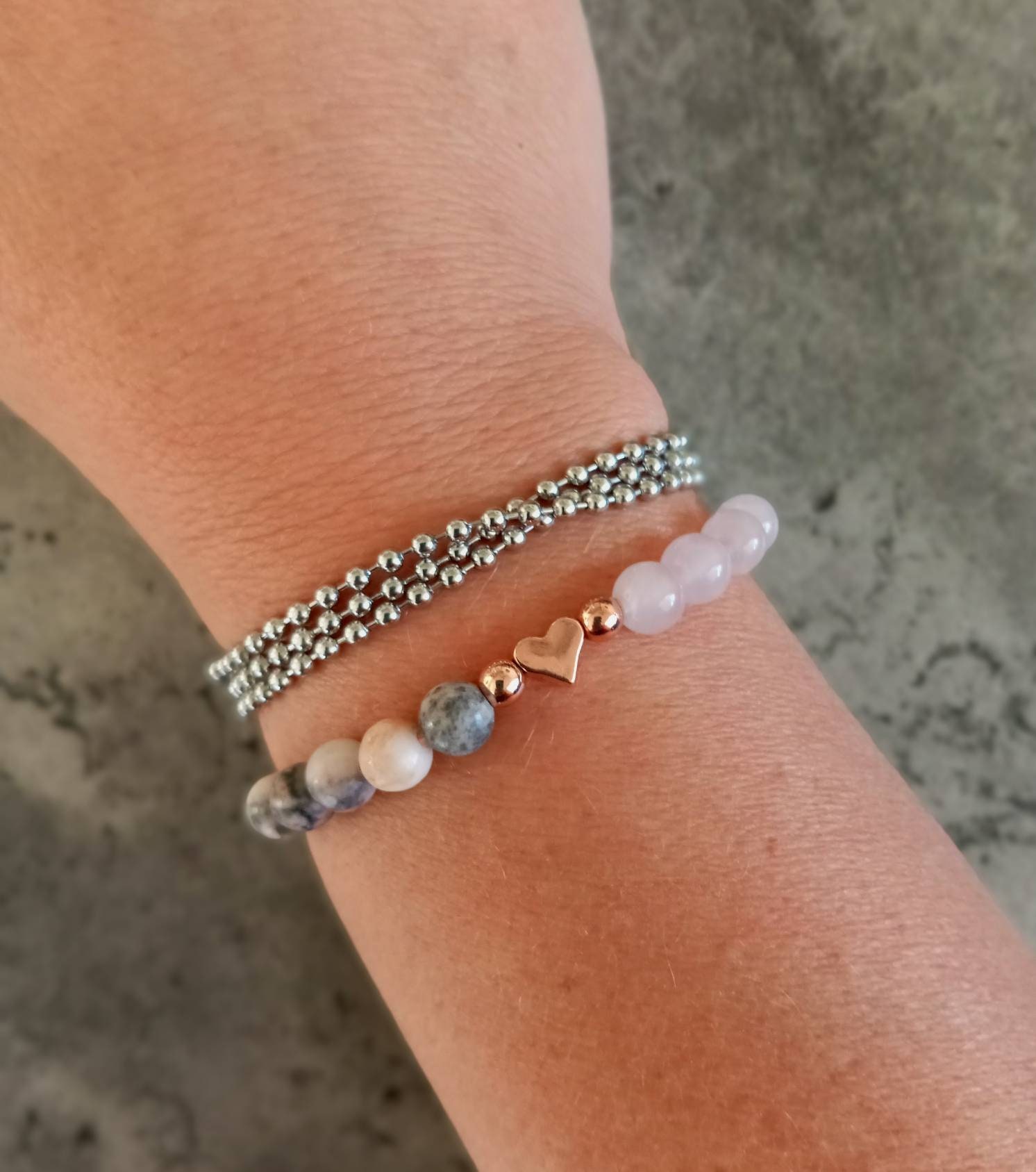 Moonstone, Pink Zebra Jasper, Rose Quartz Gemstone Bracelet, Fertility ...
