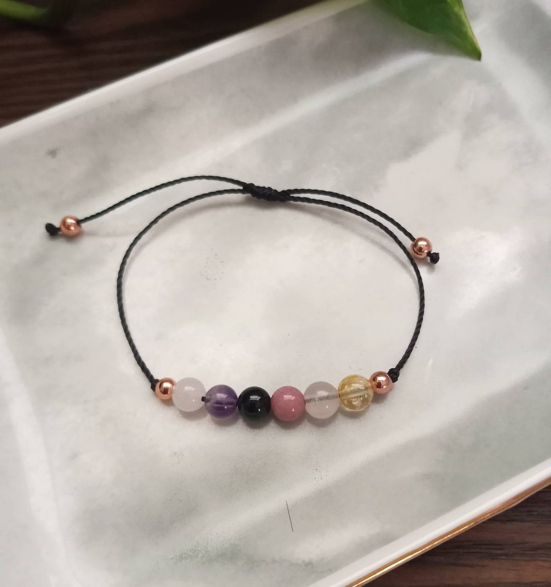 Grief Support Crystal Bracelet, Loss Gemstone Adjustable Bracelet ...