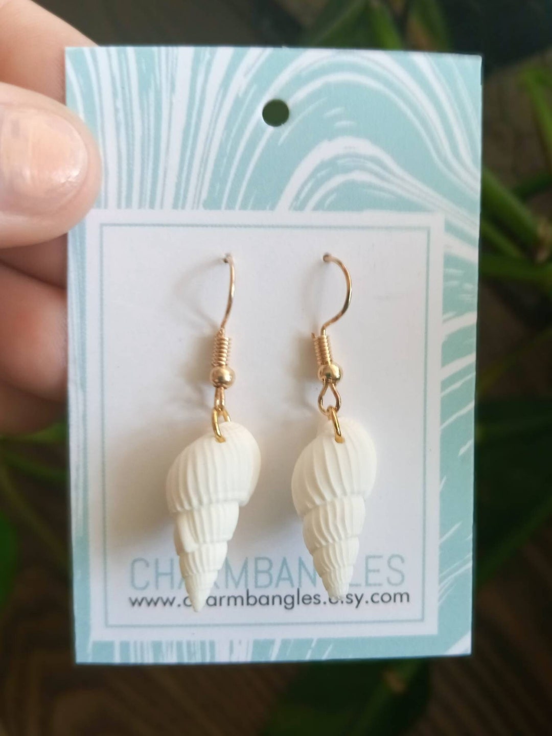 Natural Seashell Dangle Earrings, Spiral Seashell Earrings, Beach Earrings, Seashell Huggie ...
