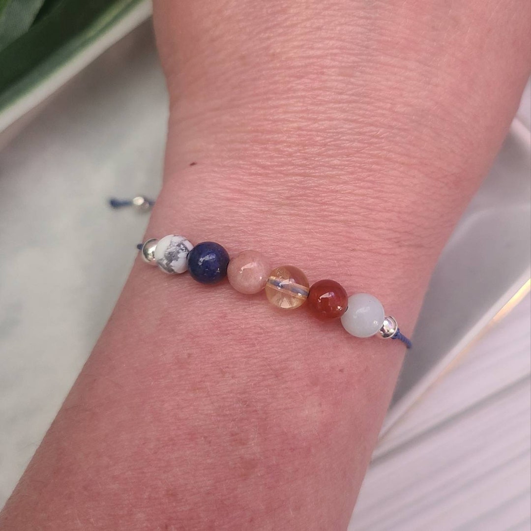 Emotional Support Crystal Bracelet, Carnelian, Sunstone,lapis Lazuli ...