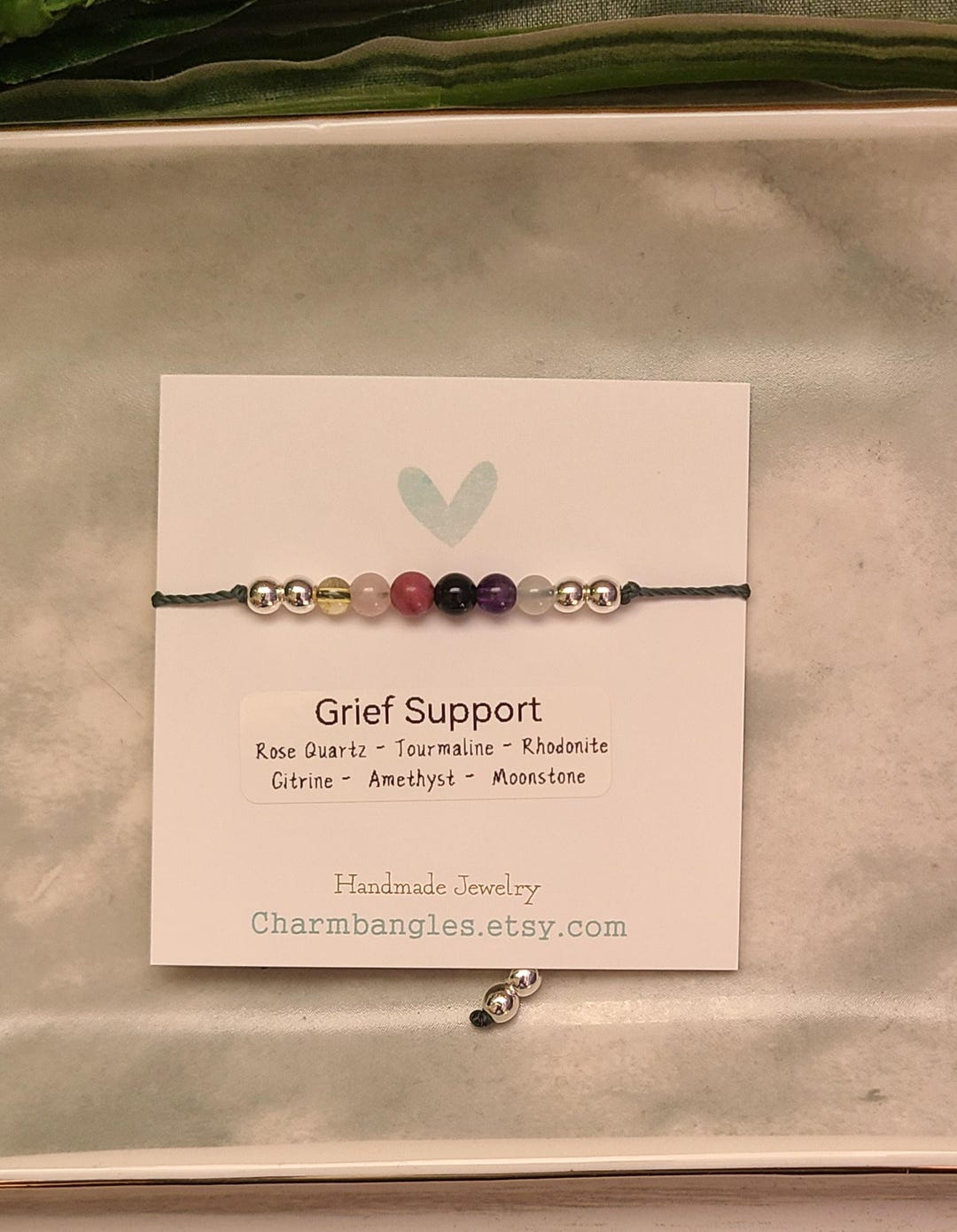 Grief Support Crystal Bracelet, Loss Gemstone Adjustable Bracelet ...