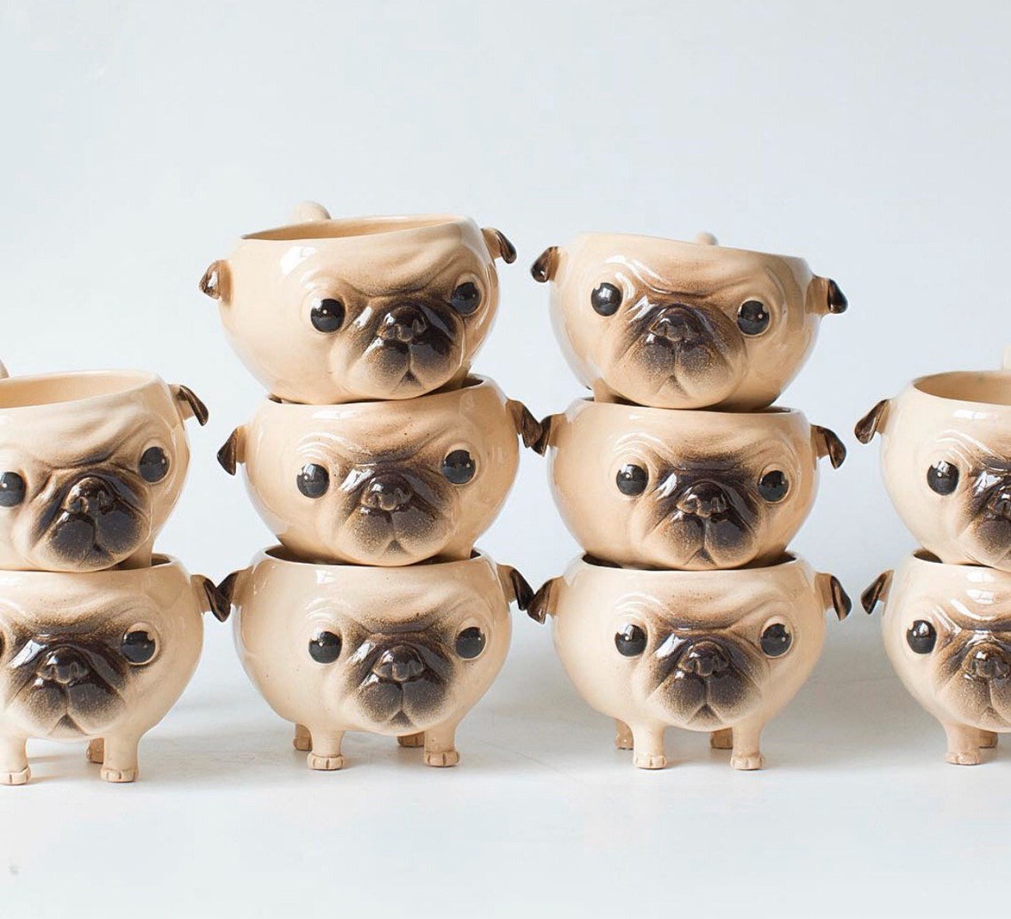 Pottery Planter Pot With Pug Dog Hand Painted Ceramic Bowl - Etsy