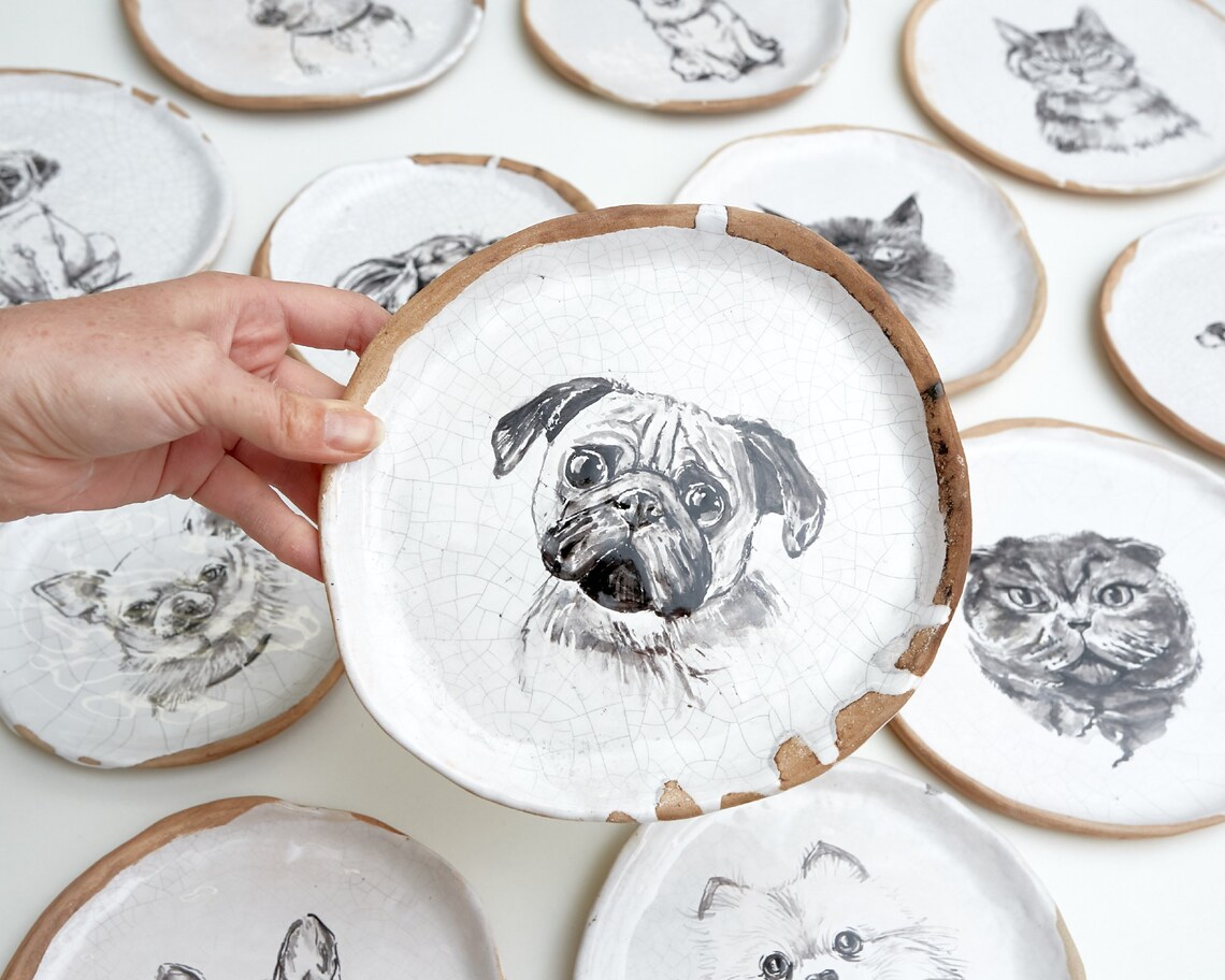 Corgi dog ceramic plate Pet portrait plate Custom 8 in | Etsy