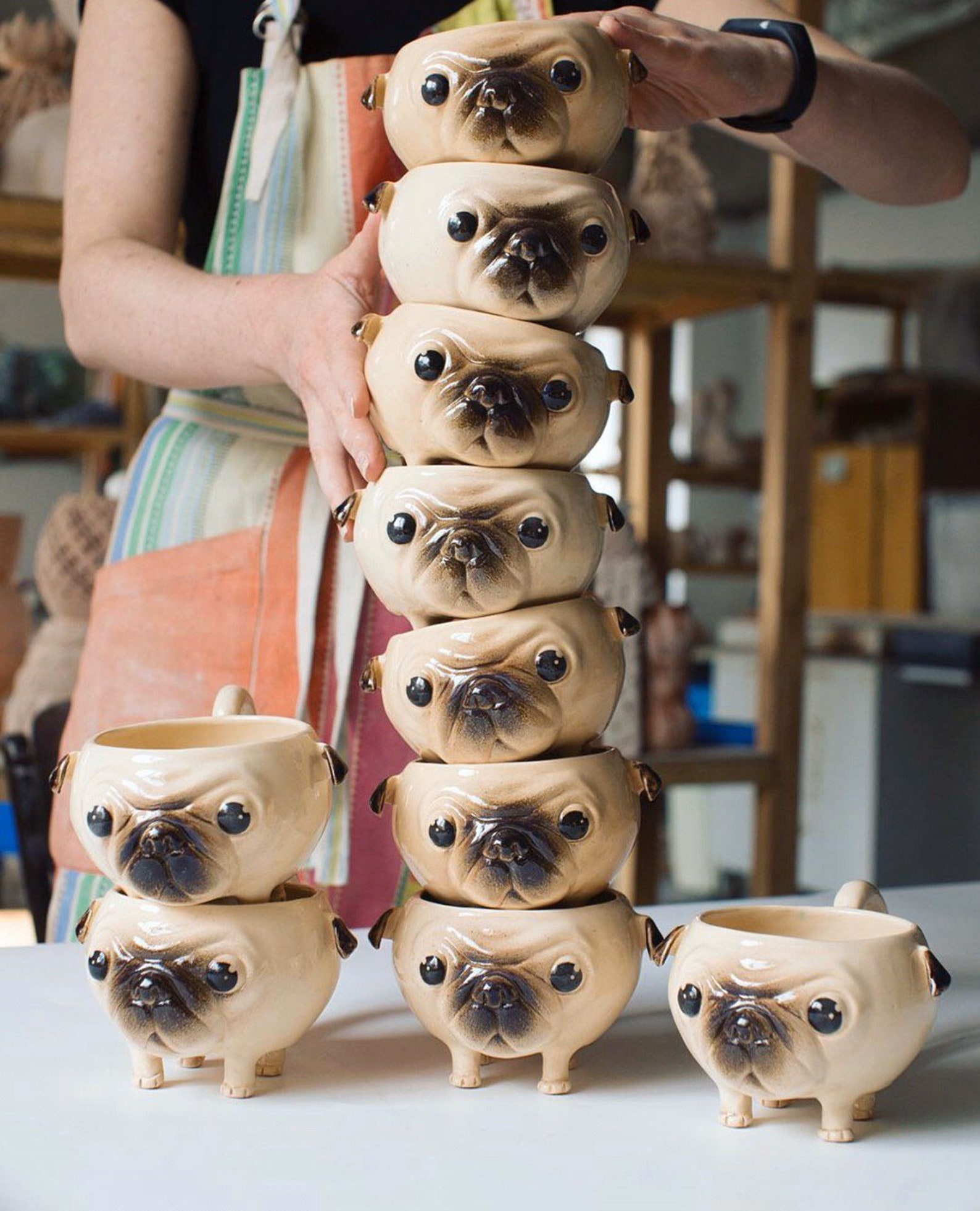 Pottery Planter Pot With Pug Dog Hand Painted Ceramic Bowl - Etsy