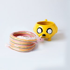 Pottery Planter Pot With Jake Adventure Time Hand Painted Clay Vase 300 ...