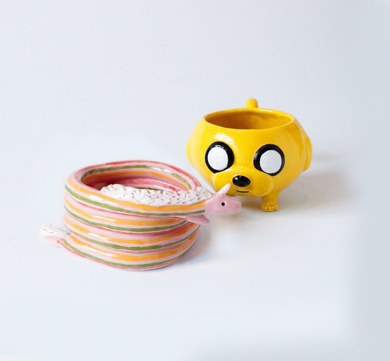 Pottery Planter Pot With Jake Adventure Time Hand Painted - Etsy