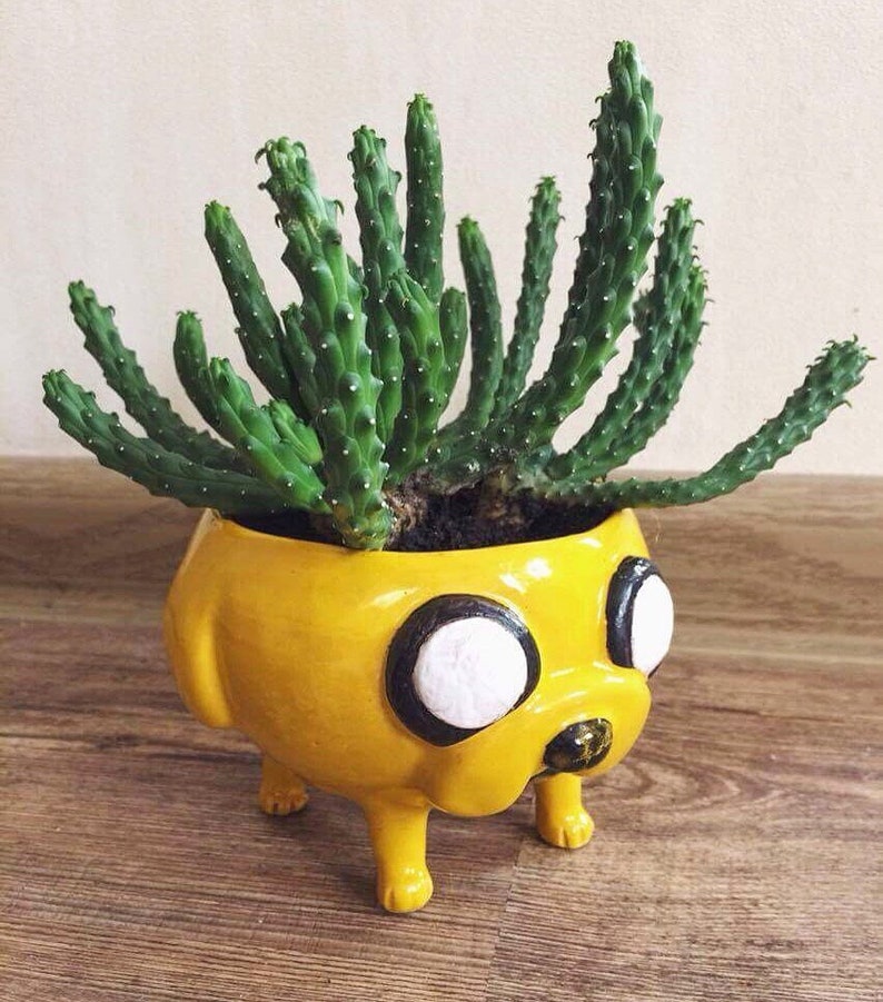 Pottery Planter Pot With Jake Adventure Time Hand Painted - Etsy