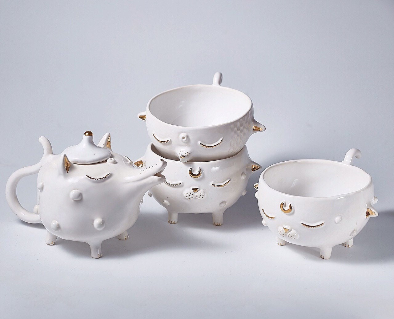 Pottery Hand Painted Fox Teapot Clay Teapot 400 Ml 13,5 Oz Ceramic ...