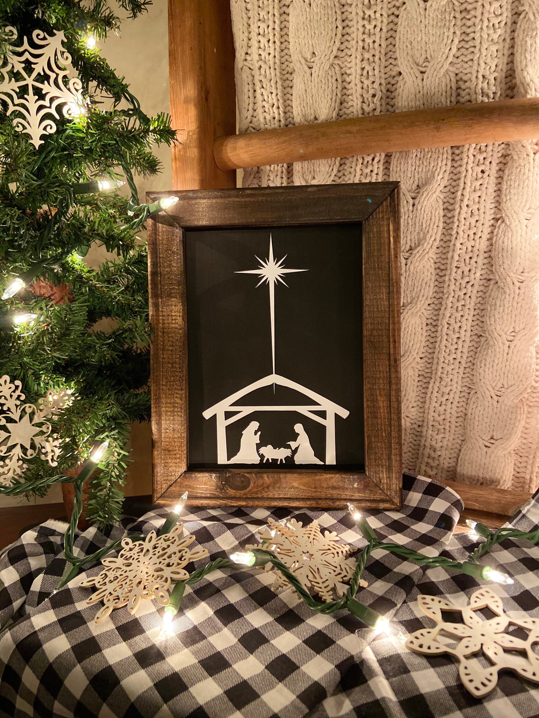 8x10 Nativity Farmhouse Sign Christmas Rustic Decor Farmhouse | Etsy