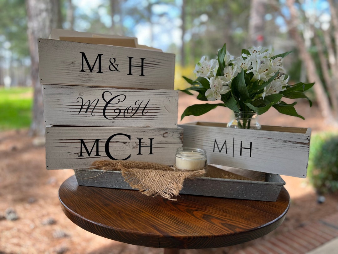 Whitewashed Open Top Card Box Bridal Shower Card Card Box Engagement ...