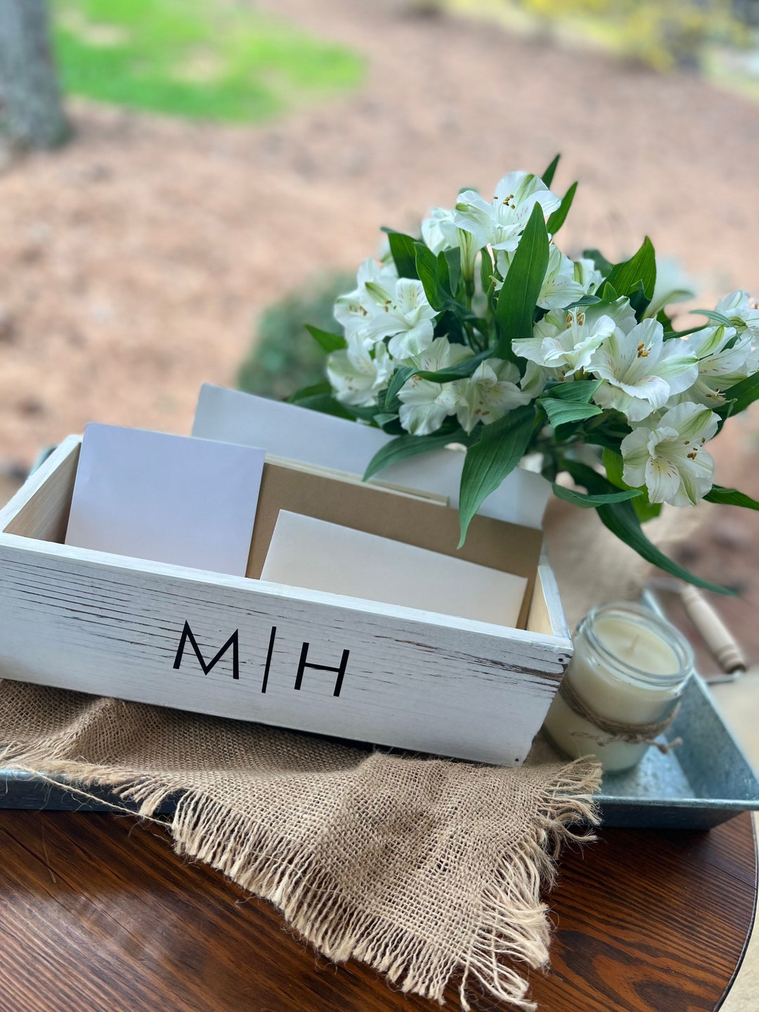 Whitewashed Open Top Card Box Bridal Shower Card Card Box - Etsy