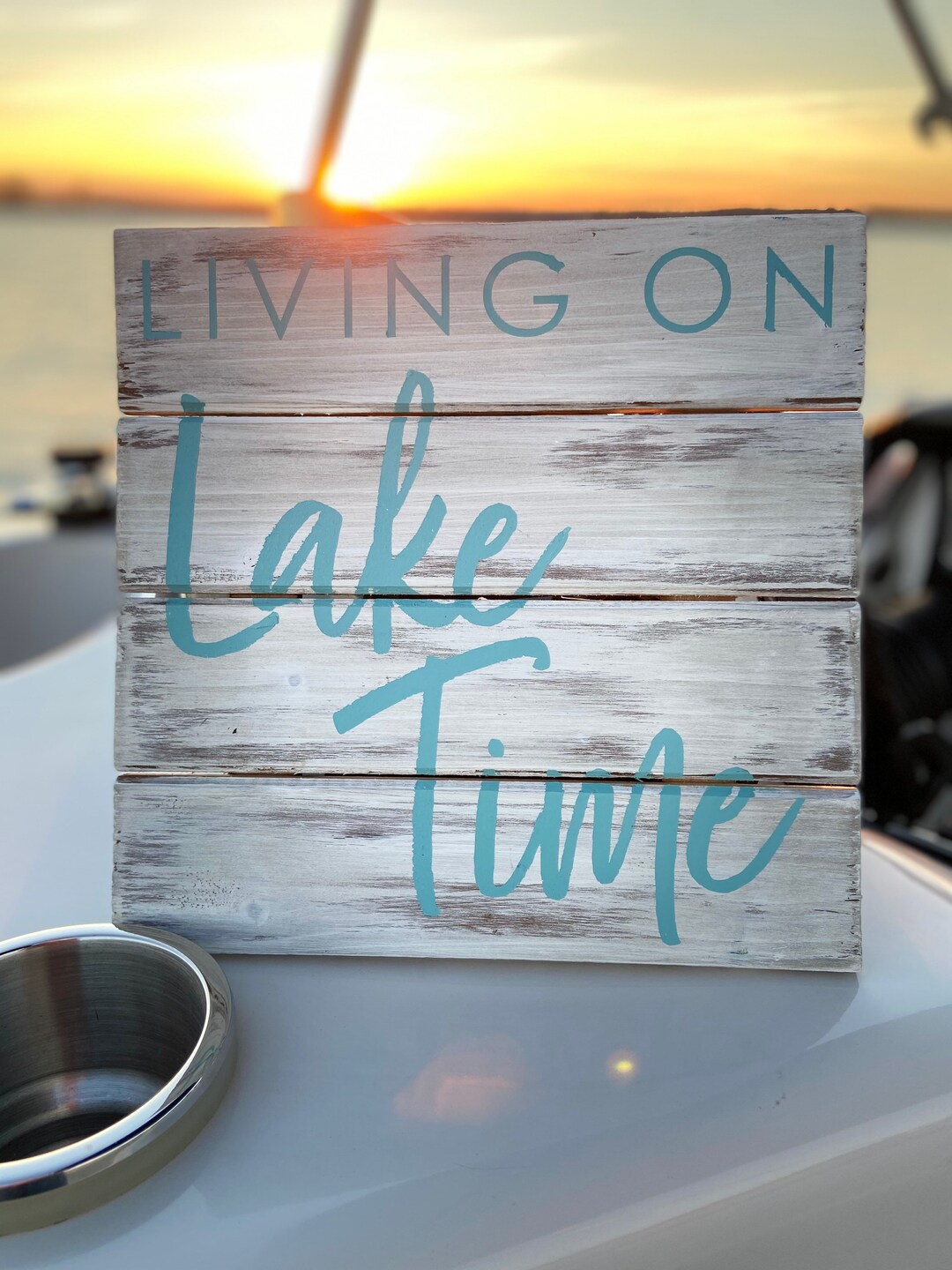 10x10 Wood Pallet Living on Lake Time Sign, Lakelife, Lakehouse Sign ...