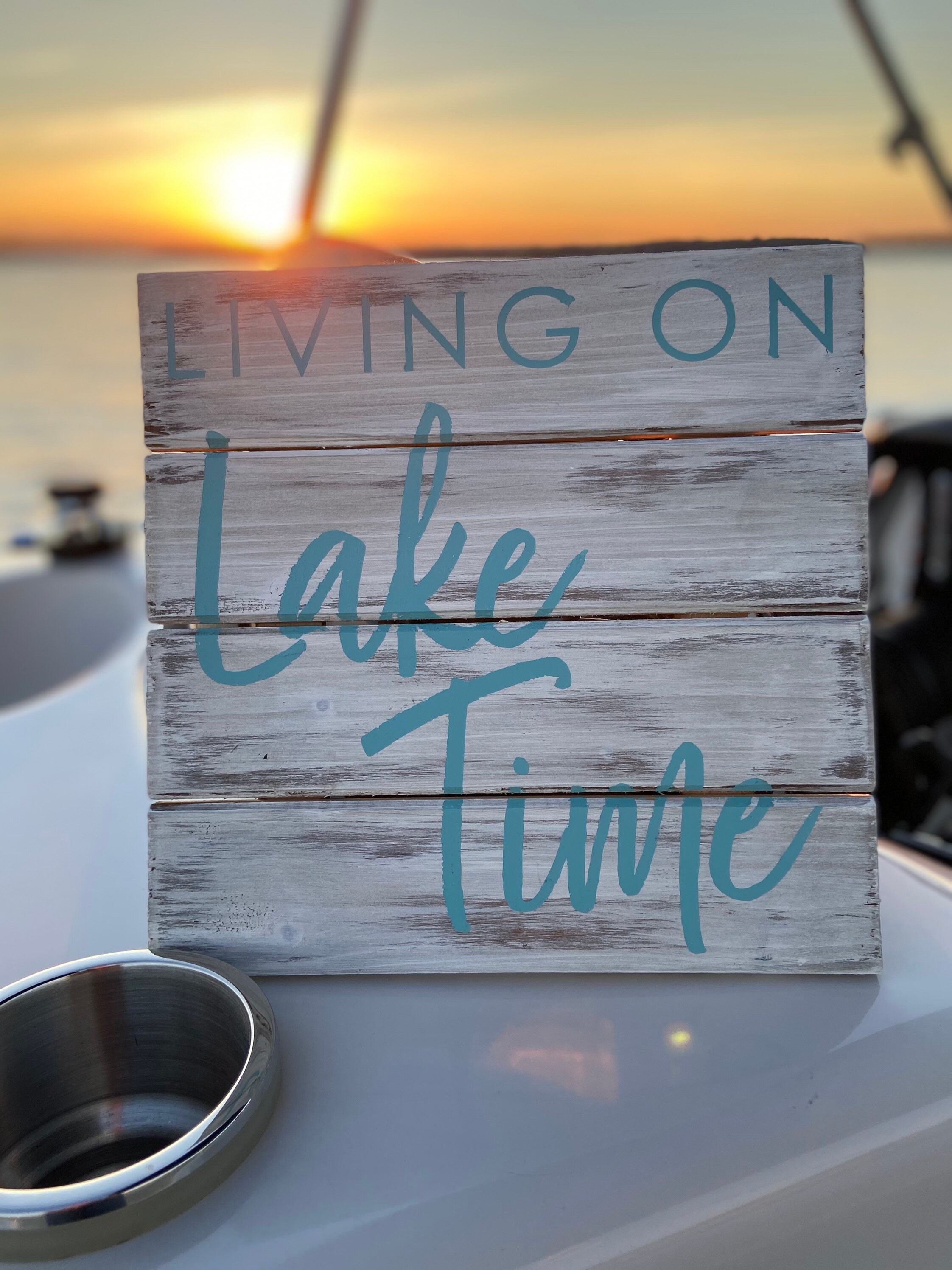 10x10 Wood Pallet Living on Lake Time Sign Lakelife - Etsy UK