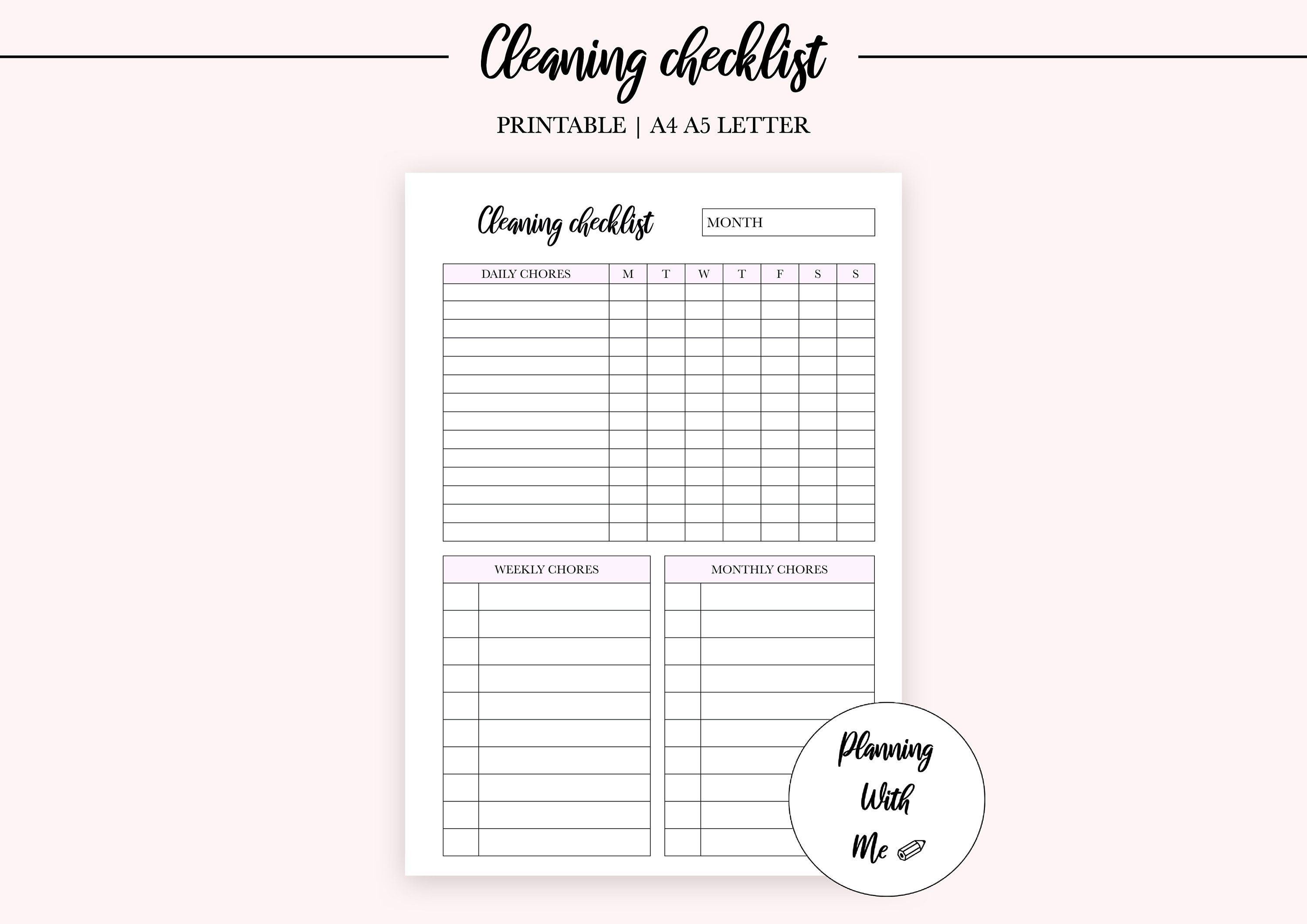Paper Paper & Party Supplies Printable Cleaning Schedule Cleaning ...