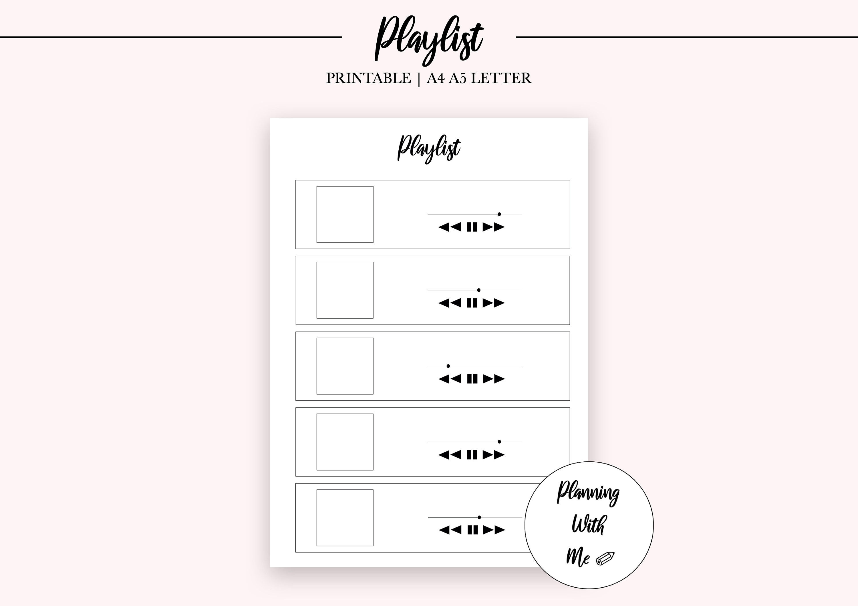 PRINTABLE Playlist Music Tracker Songs Tracker PDF A4 A5 | Etsy