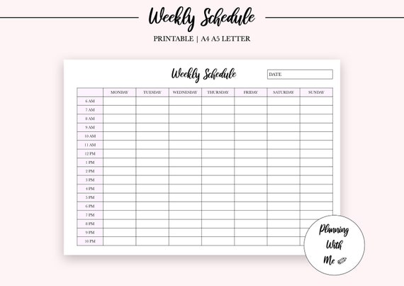 School Planner Weekly Organizer Weekly Schedule Weekly Planner A4 