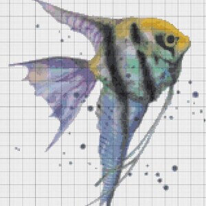 Watercolor Angelfish Cross Stitch Pattern: Animal Fish (PDF Download ...
