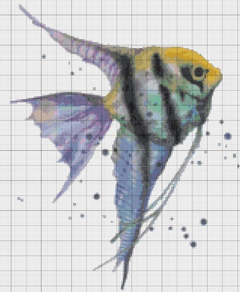 Watercolor Angelfish Cross Stitch Pattern: Animal Fish (PDF Download ...