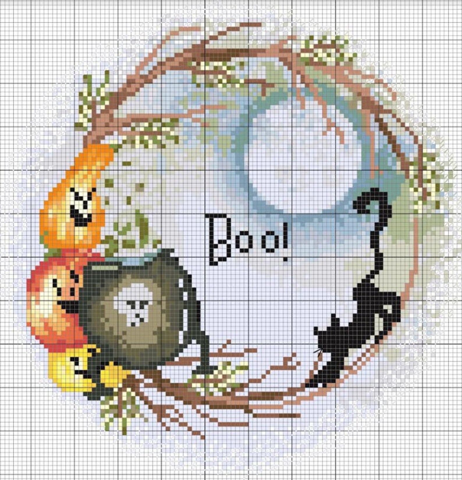 Boo! Halloween Cross Stitch Pattern: Black Cat, Cauldron (instant PDF ...