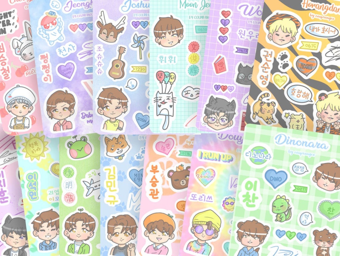 Seventeen Kpop Individual Member Sticker Sheets | Etsy