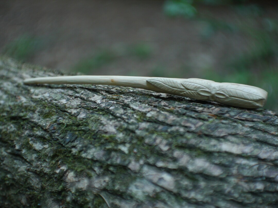 Holly Wand With Swan Feather Core Hand Carved for Charity - Etsy UK