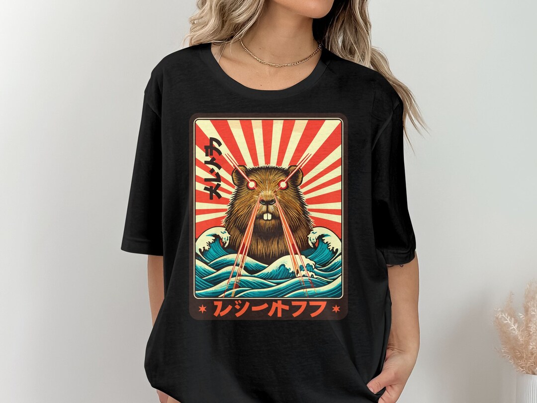 Vintage Kaiju Capybara Japanese Monster Vintage Poster T-shirt, Kaiju ...
