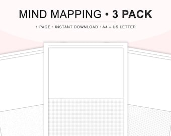 MM103 | Mind Map Printable, Grid Mind Mapping Planner, Notes Paper ...