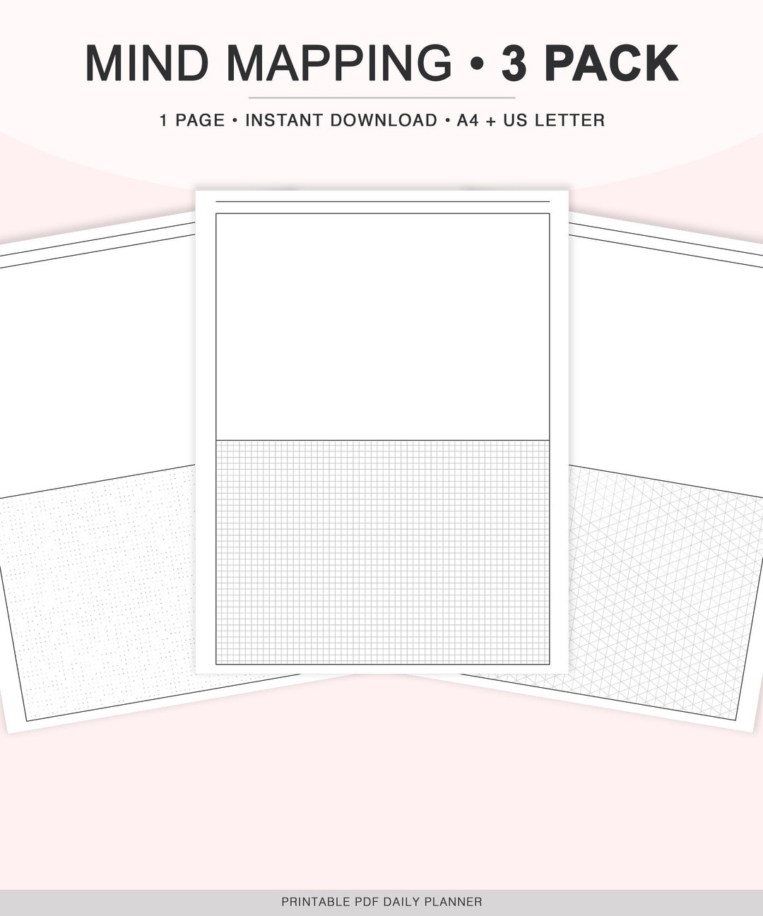 MM104 | Mind Map Printable, Grid Mind Mapping Planner, Notes Paper ...
