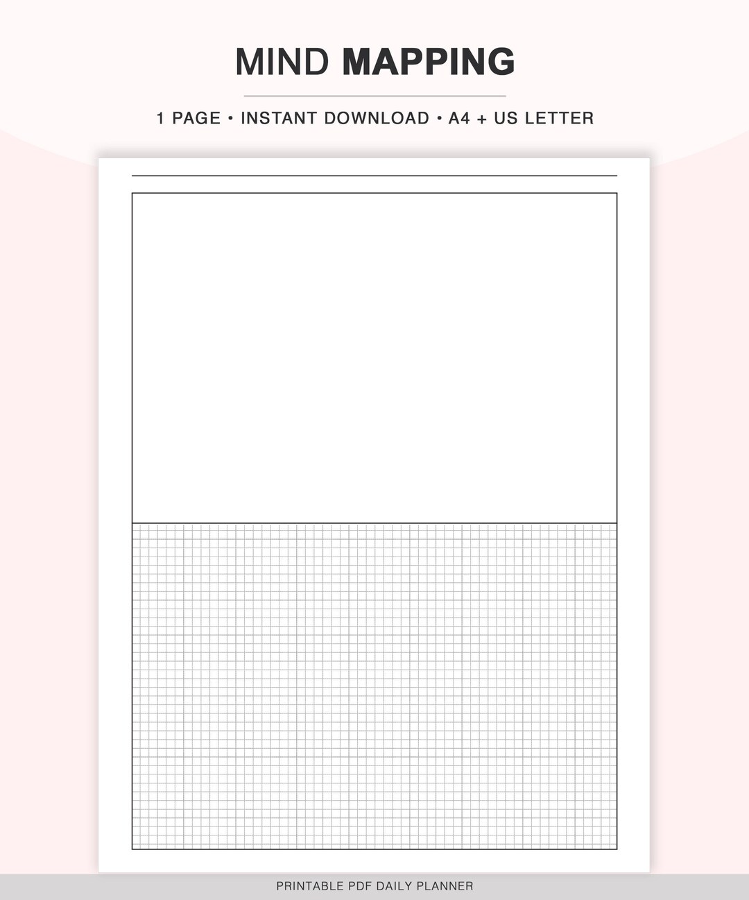 MM103 Mind Map Printable, Grid Mind Mapping Planner, Notes Paper ...