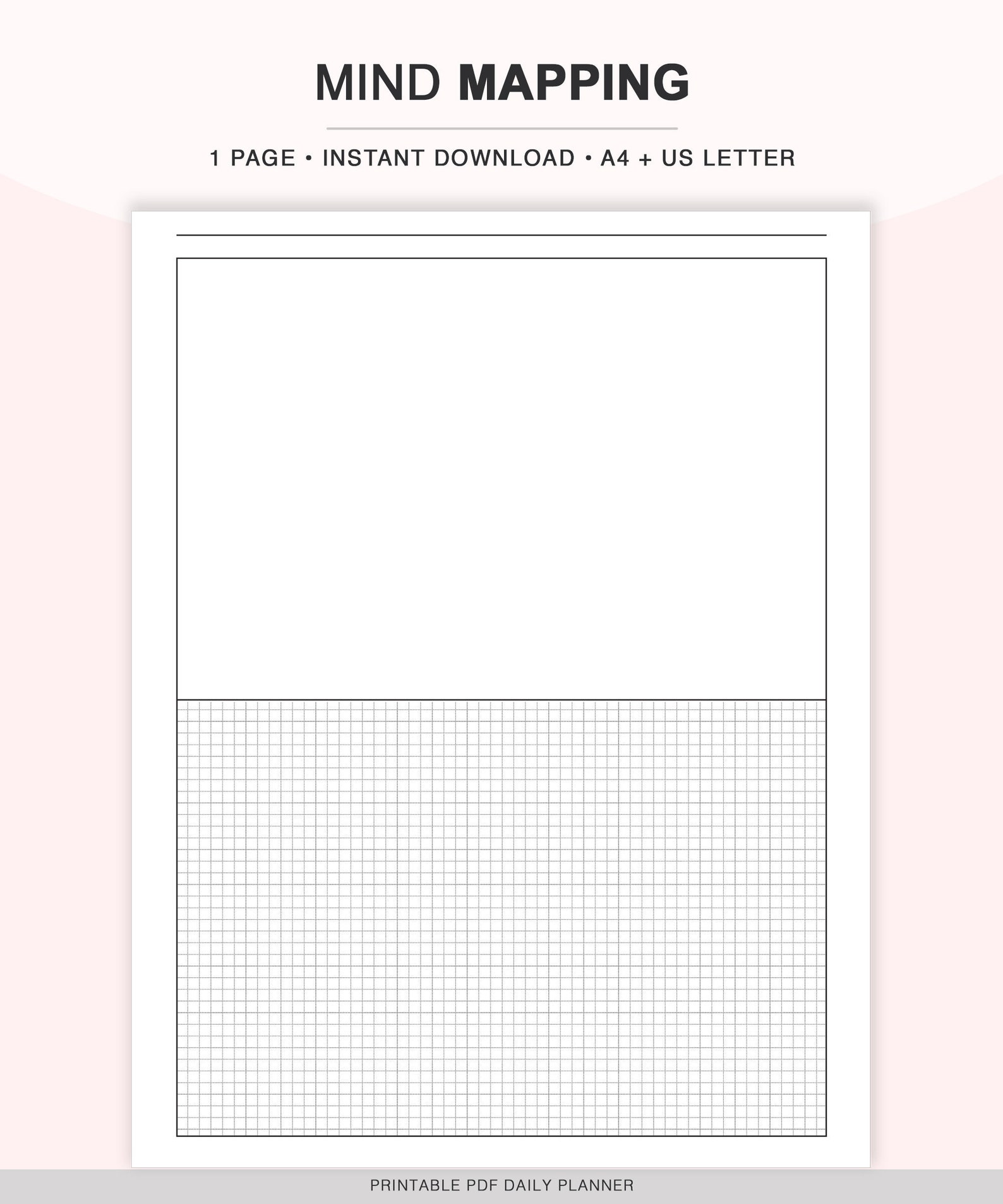 MM103 Mind Map Printable, Grid Mind Mapping Planner, Notes Paper ...