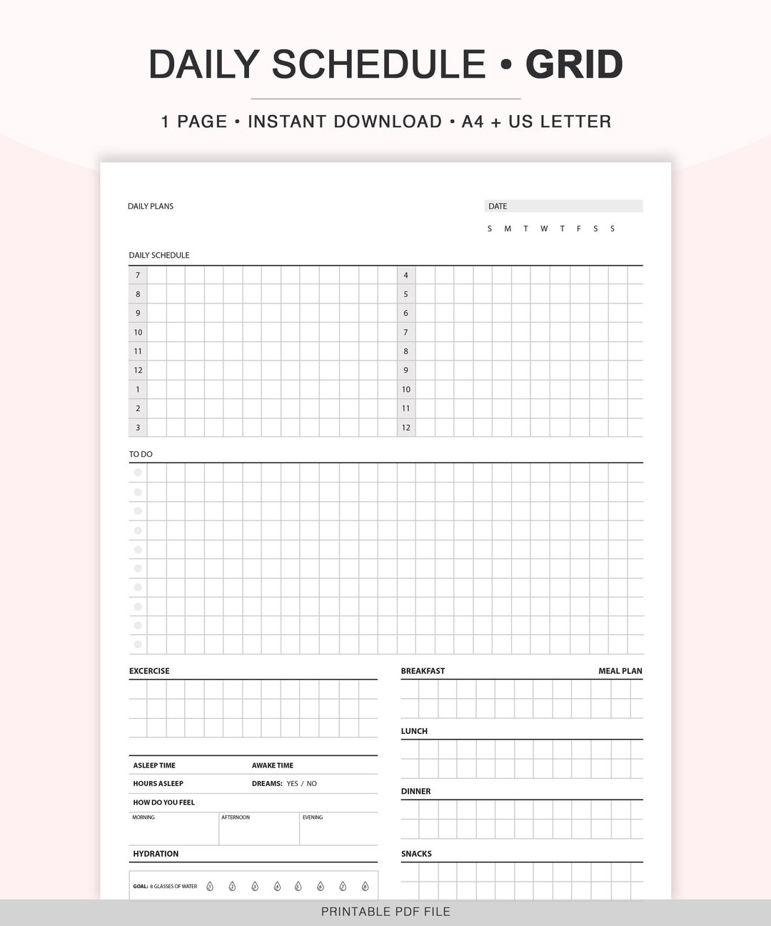 DS101 | Daily Planner Printable Grid, Daily Planners and Organizers ...