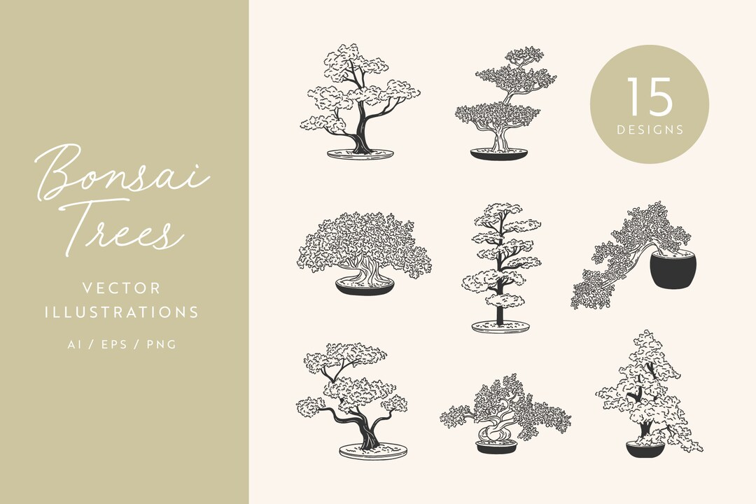 Bonsai Tree Clipart | Bonsai Vector Illustrations | SVG | PNG - Etsy