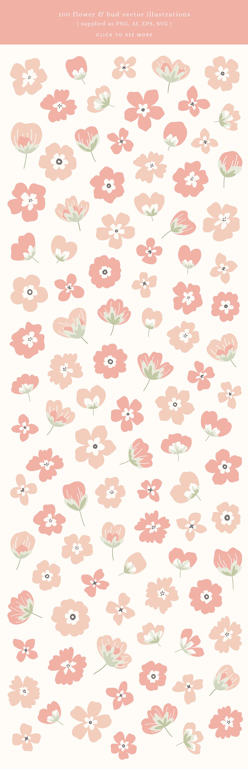 Spring Flower Clipart Pastel Floral Clipart Flower Illustrations Floral ...
