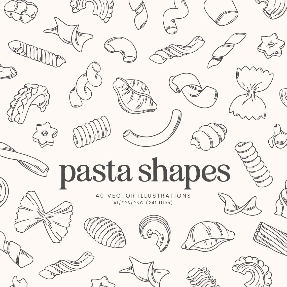 Pasta Shapes Clipart | Italian Food Vector Illustrations | Pasta SVG - Etsy