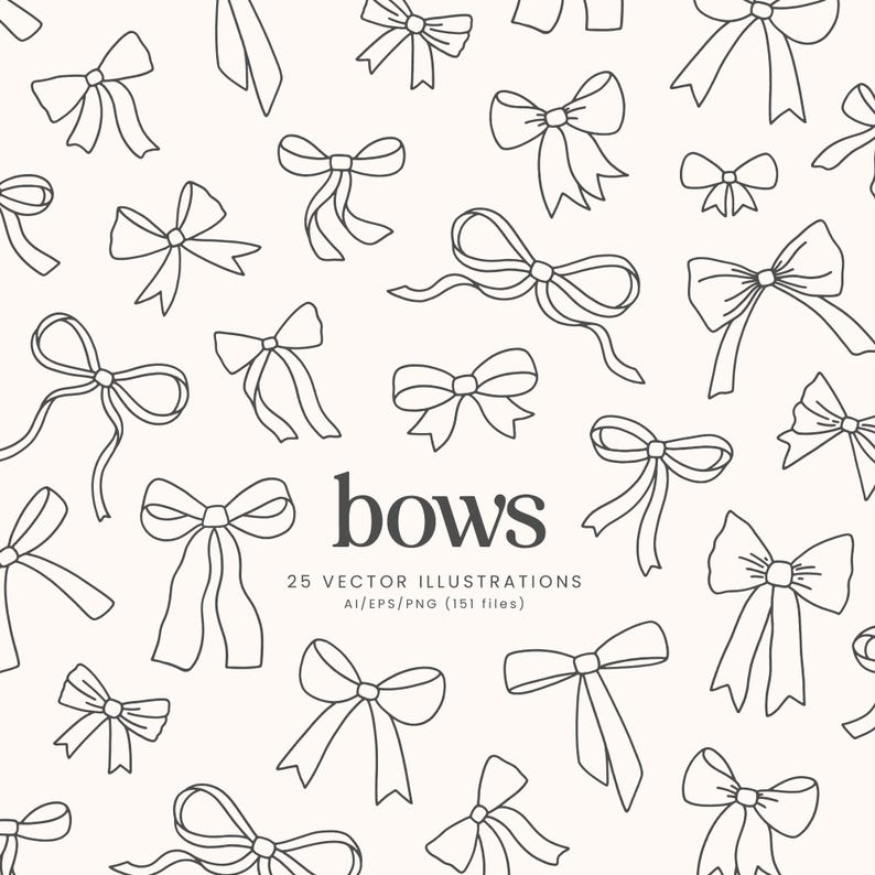 Bows and Ribbons Clipart | Bow Illustrations | Ribbon SVG - Etsy