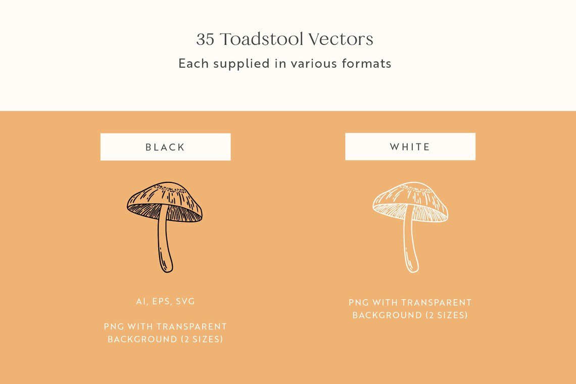 Toadstools Vector Illustrations | Clipart | SVG | PNG - Etsy