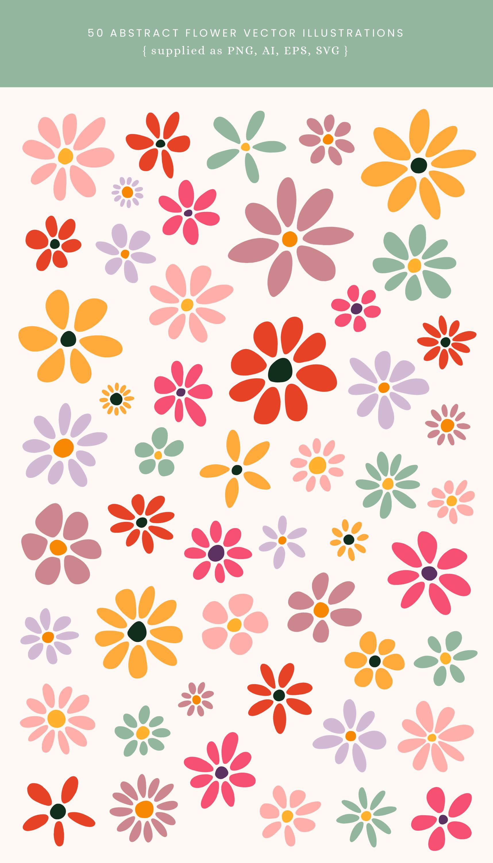 Abstract Flower Vector Graphics | Abstract Floral Clipart | Flowers SVG ...