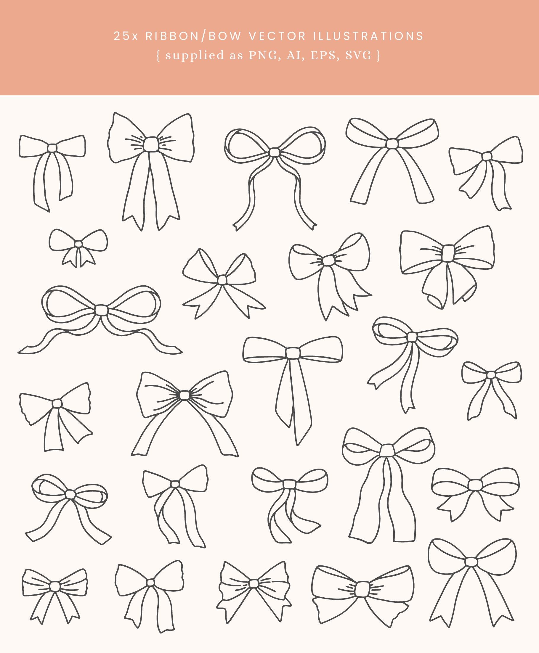Bows and Ribbons Clipart | Bow Illustrations | Ribbon SVG - Etsy