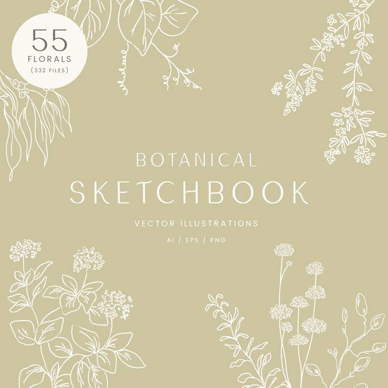 Botanical Sketchbook Vector Illustrations | Clipart | SVG | PNG - Etsy