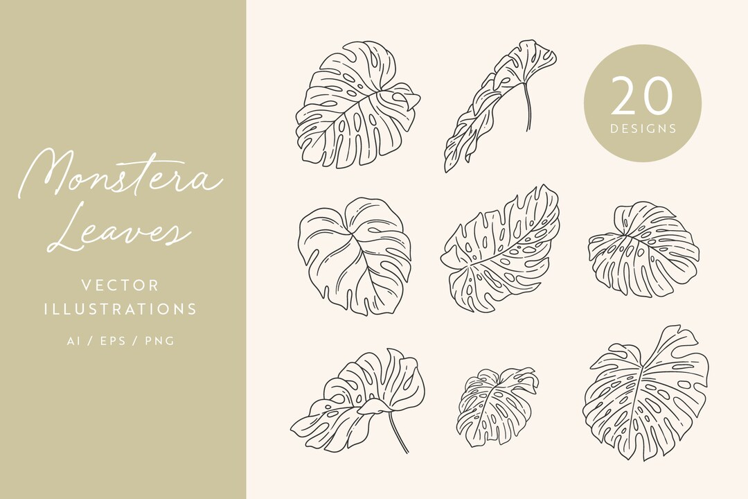 Monstera Leaf Clipart | Tropical Leaves Vector Illustrations | SVG ...