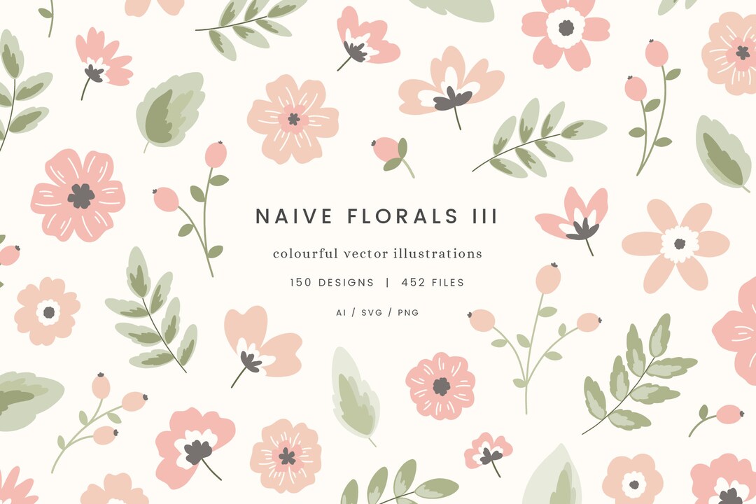 Pastel Floral Clipart | Spring Clipart | Flower Illustrations | Floral ...