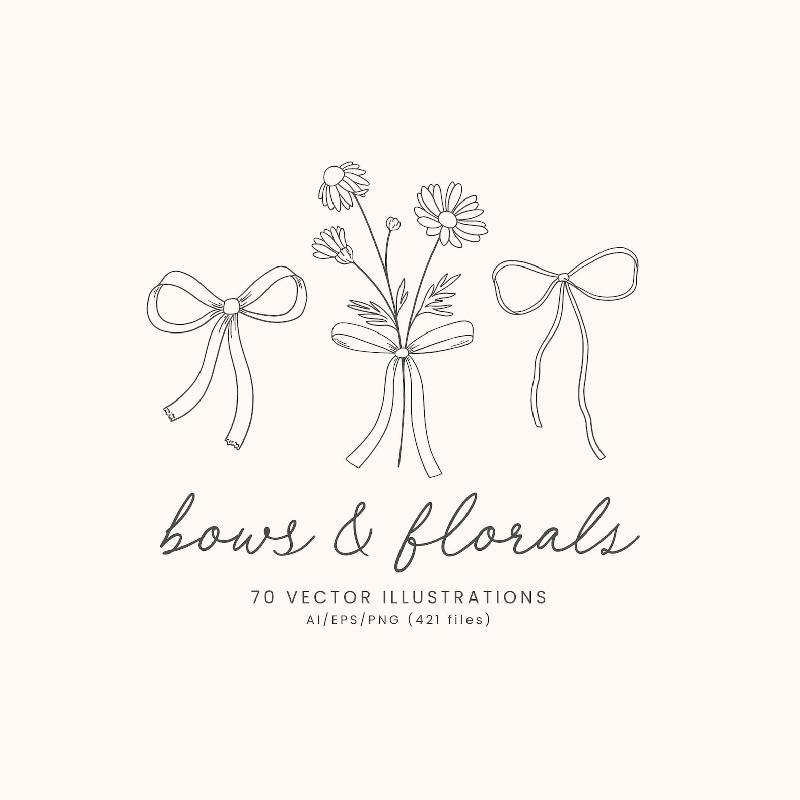 Bows and Flowers Clipart | Floral Ribbon Illustrations | Bow SVG - Etsy