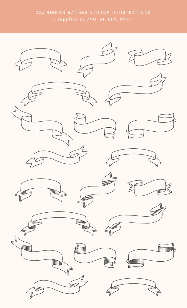 Ribbon Banners Clipart Ribbons Illustrations Banner SVG - Etsy