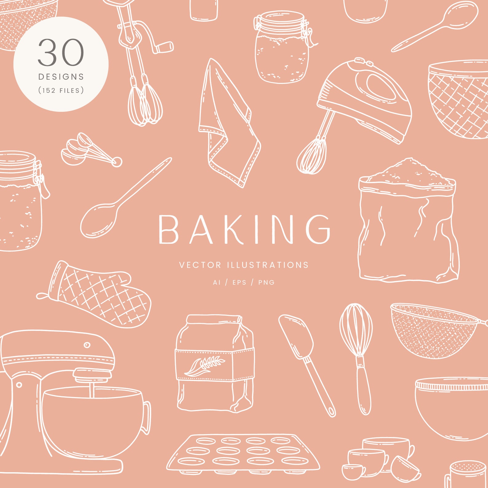 Bakery Clipart | Baking Supplies Clipart | Vector Illustrations Bundle ...