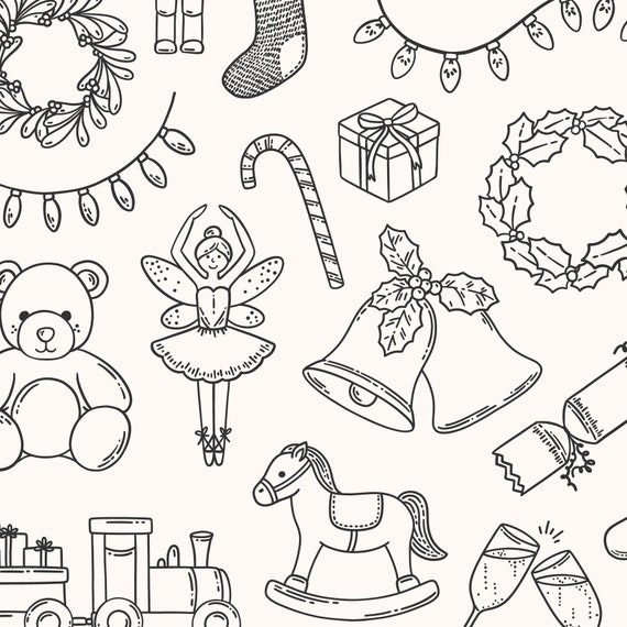 Christmas Toys Clip Art Black And White