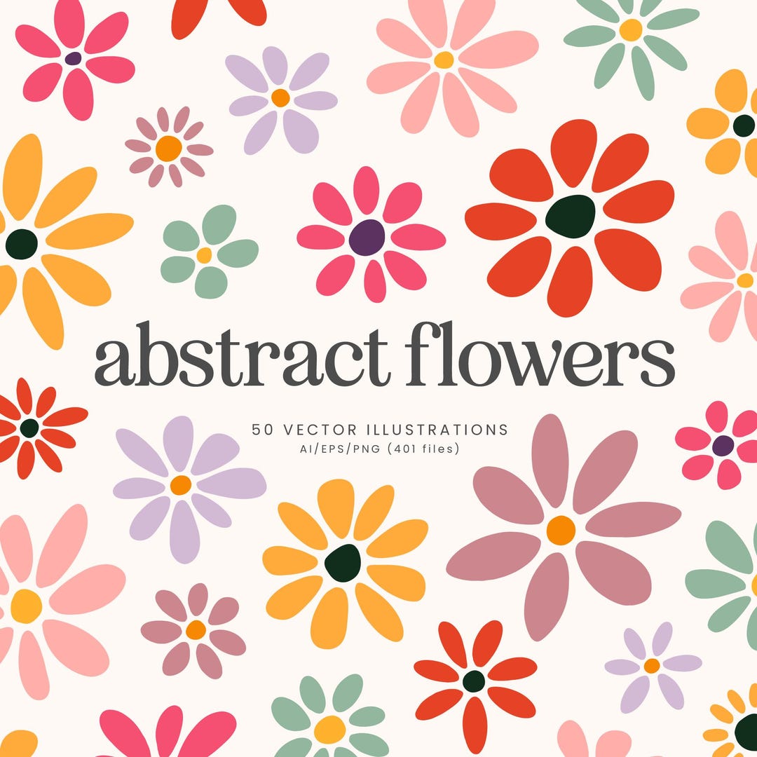 Abstract Flower Vector Graphics | Abstract Floral Clipart | Flowers SVG ...