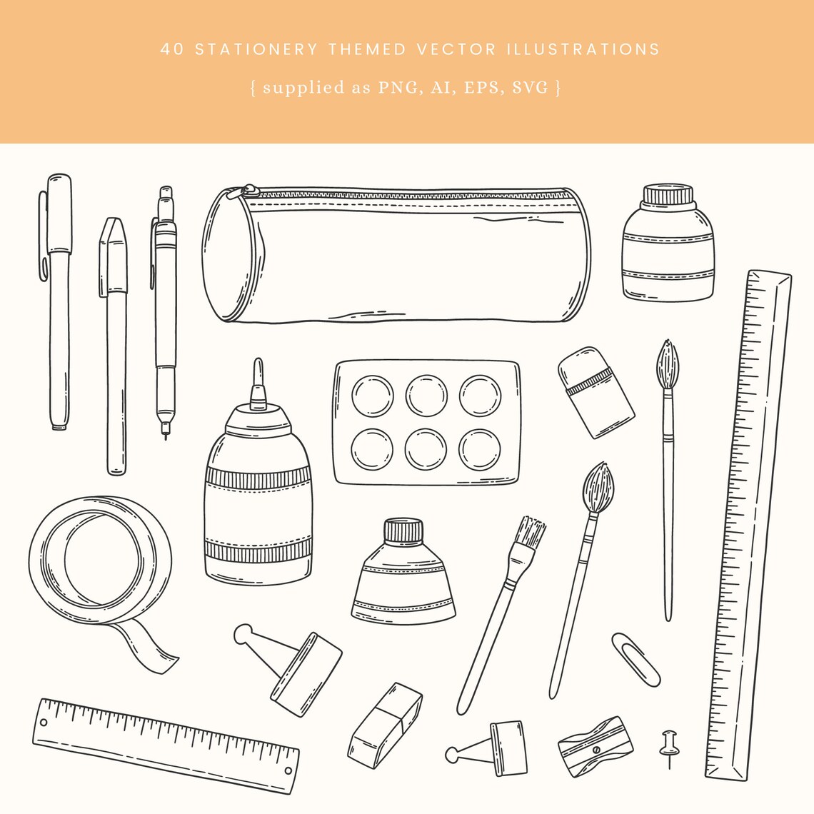 Stationery Clipart | School Supply Clipart | School Illustrations | Art ...