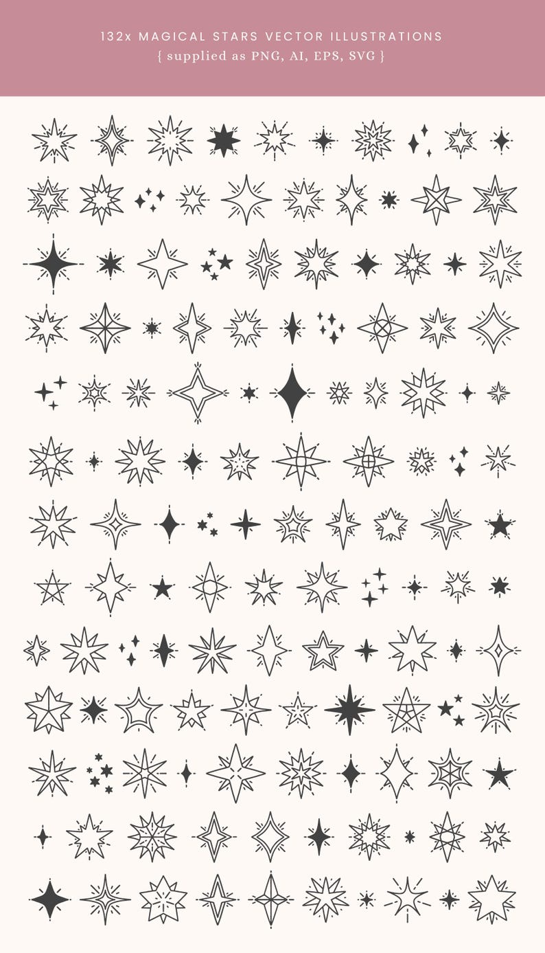 Magic Stars Clipart | Magical SVG | Star Clipart Bundle | Sparkle PNG ...