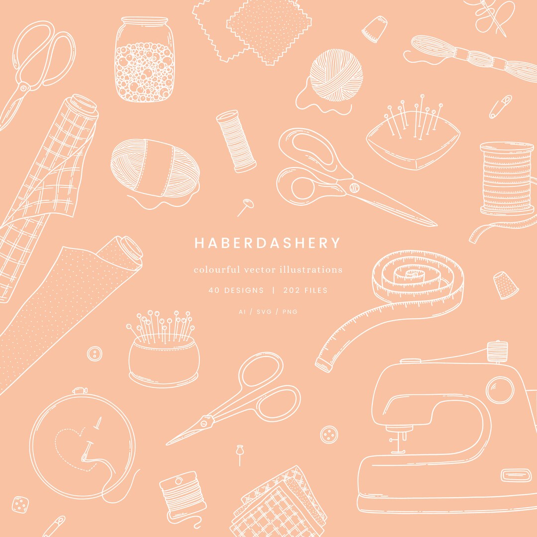 Sewing Clipart | Haberdashery Clipart | Crafting Illustrations | Sewing ...