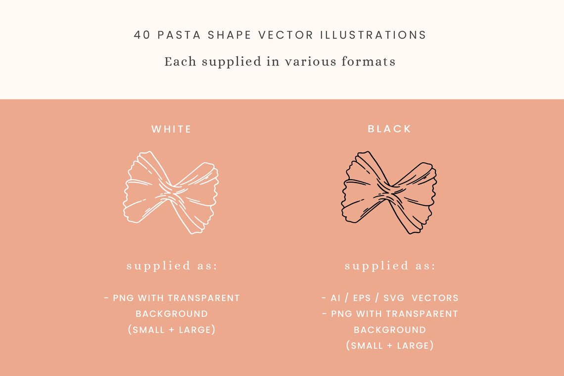 Pasta Shapes Clipart | Italian Food Vector Illustrations | Pasta SVG - Etsy